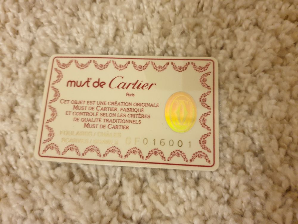 Card plastique - certificat d'authenticité "Must de Cartier" (Neuf avec ...