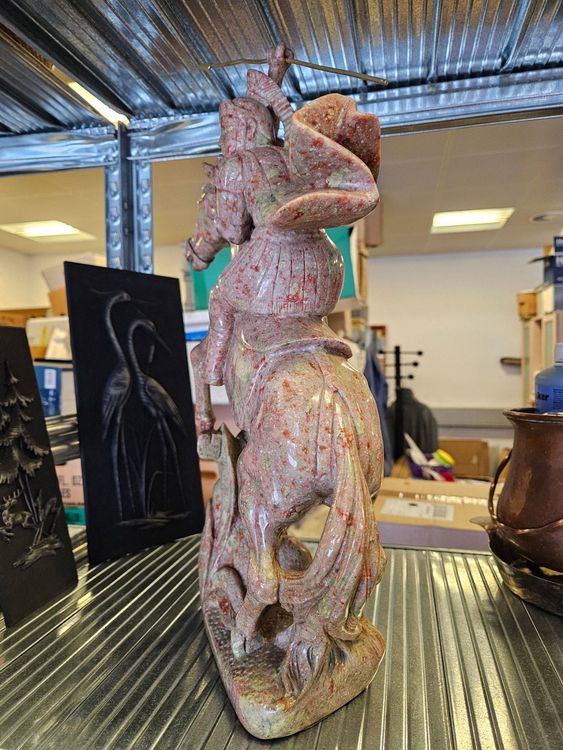 Edelstein Pferd mit Krieger Reiter aus Heliotrop H 45 x 25cm (Neu ...