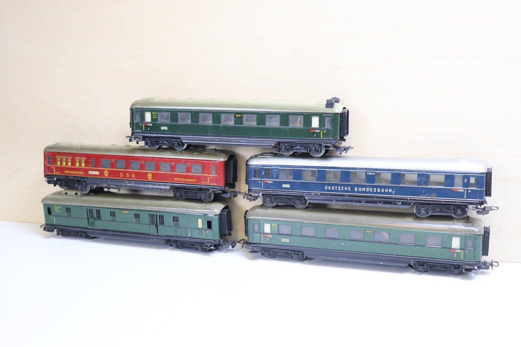 Märklin 5 x Personenwagen & Gepäckwagen 346/1/2/4/6 H0 Antik (Gebraucht ...