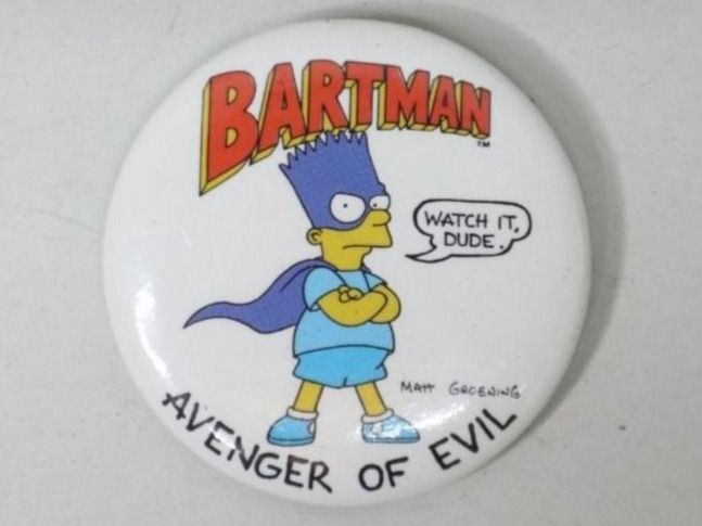 1989 Button Bart Simpson Bartman Avenger of Evil Batman | Kaufen auf ...