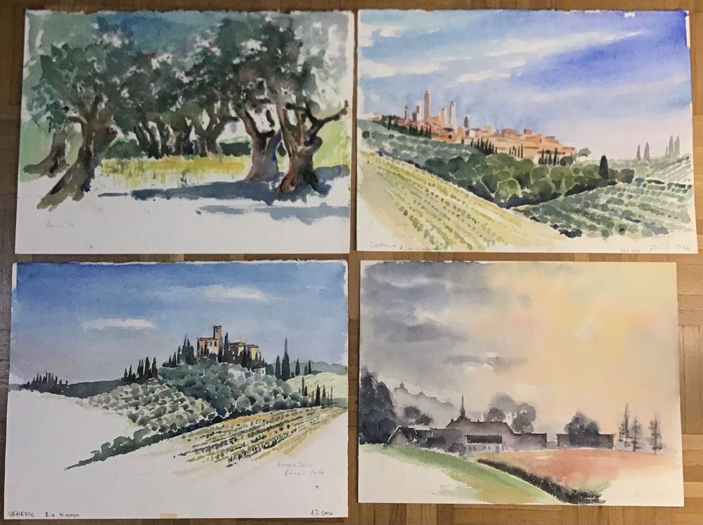 4 Stūck Landschaft Aquarelle Unl.Sign. (Gebraucht) in Root für CHF 10 – mit Lieferung auf ...