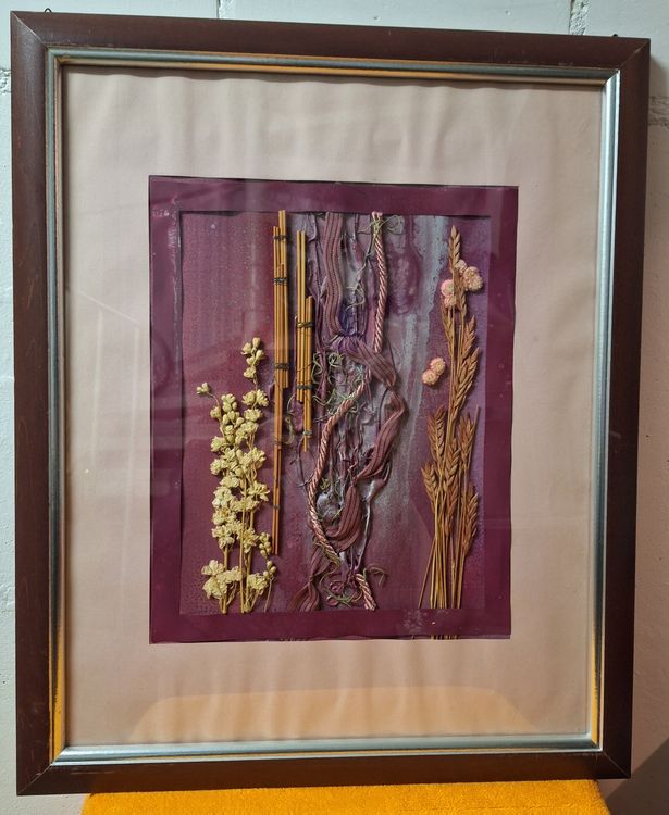 Vintage Bild mit Floristik Details/Holzrahmen mit Silberrand (Gebraucht ...