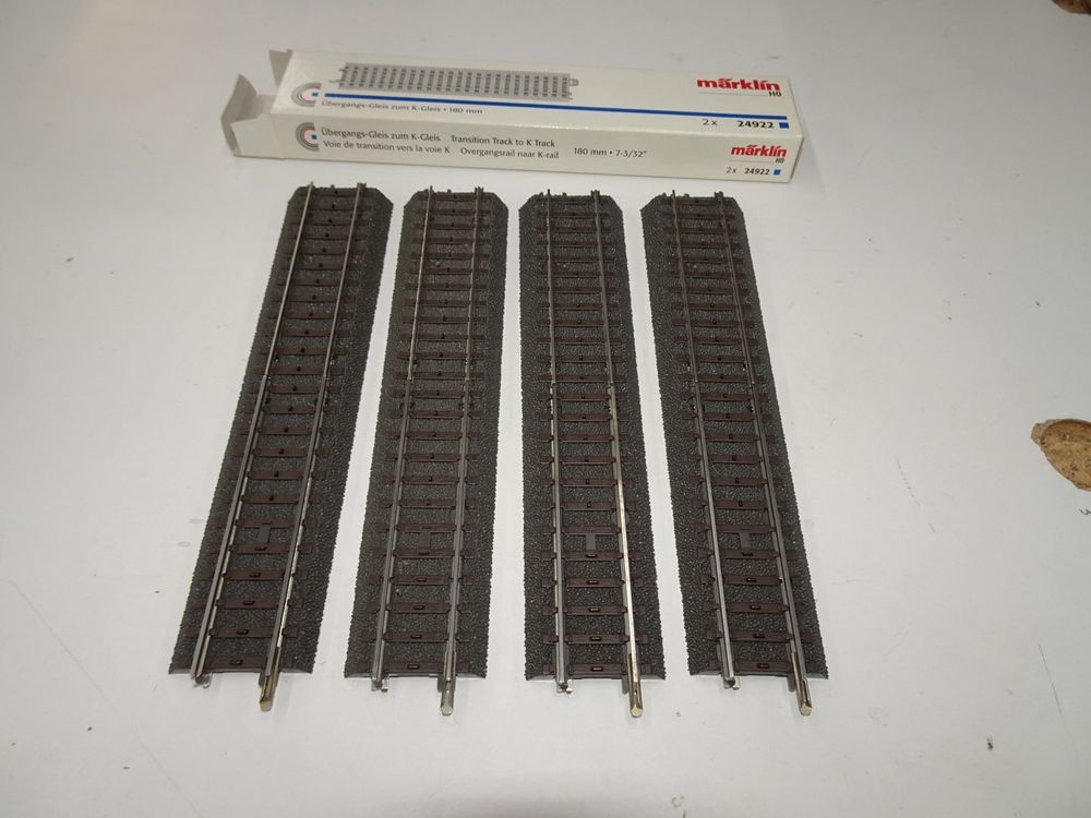 4 Märklin Gleis Schienen Übergang K-C Gleis HO 24922 (Gebraucht) in ...