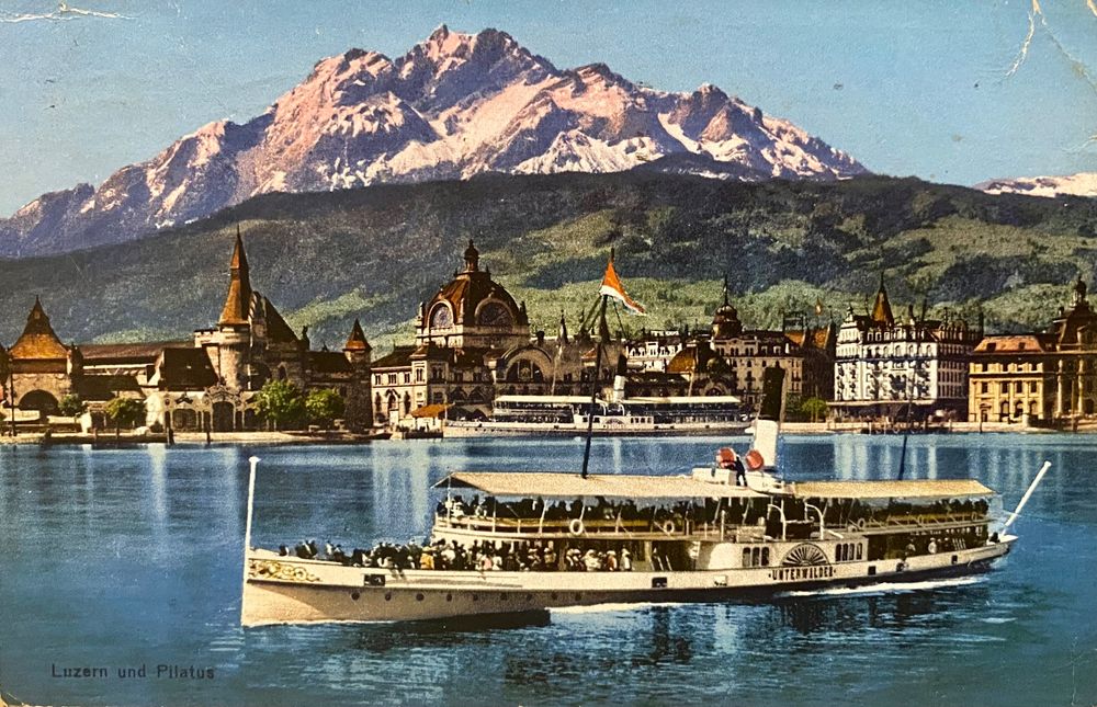 1922 - AK Luzern mit Pilatus - Dampfschiff Unterwalden | Kaufen auf Ricardo