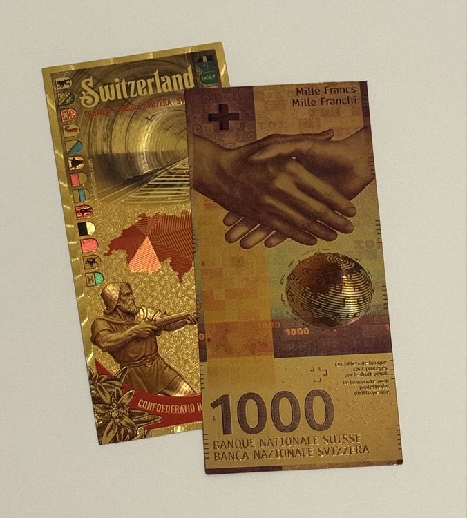 VHB Vergoldete 1000er Note oder Schweiz/St. Gallen Souvenir (Neu und ...