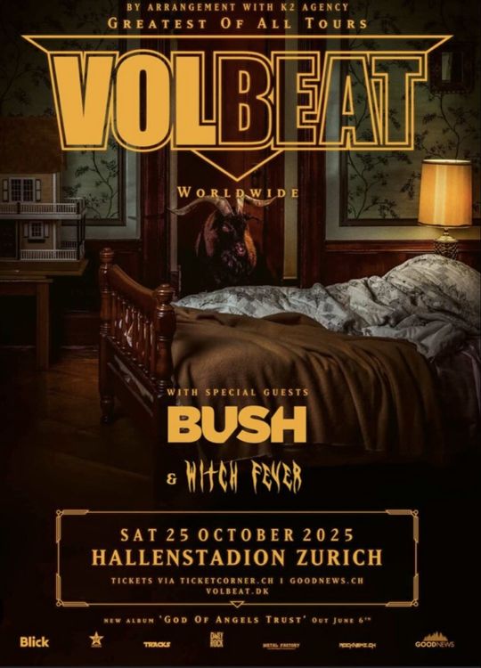 Volbeat Ticket VIP Stehplatz (315Sfr. Originalpreis) Zürich (Neu ...