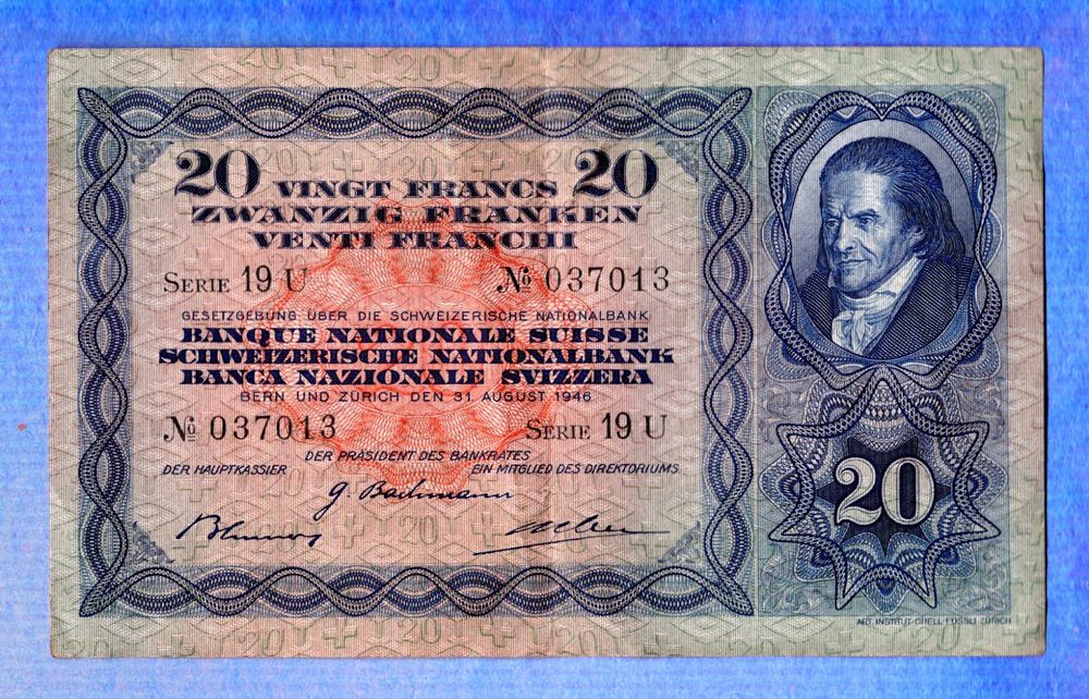 Schweizer noten 20 franken 1946 (Gebraucht) in Leibstadt für CHF 28 ...