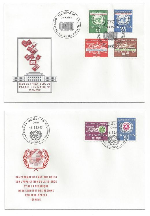 Genfer Ämter FDC: D VII, ONU, Nr. 34-39, 1962-63 (Gebraucht) in Goldswil für CHF 4 – mit ...