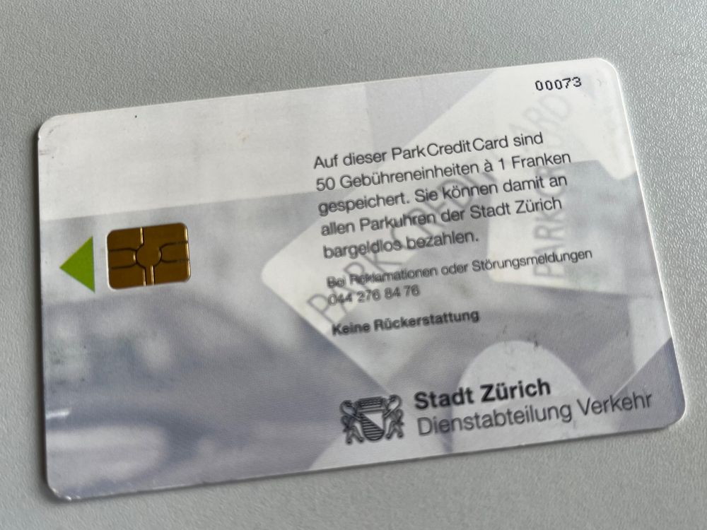 Parkkarte für Stadt Zürich, Wert CHF 32.00 (Gebraucht) in Glattpark ...