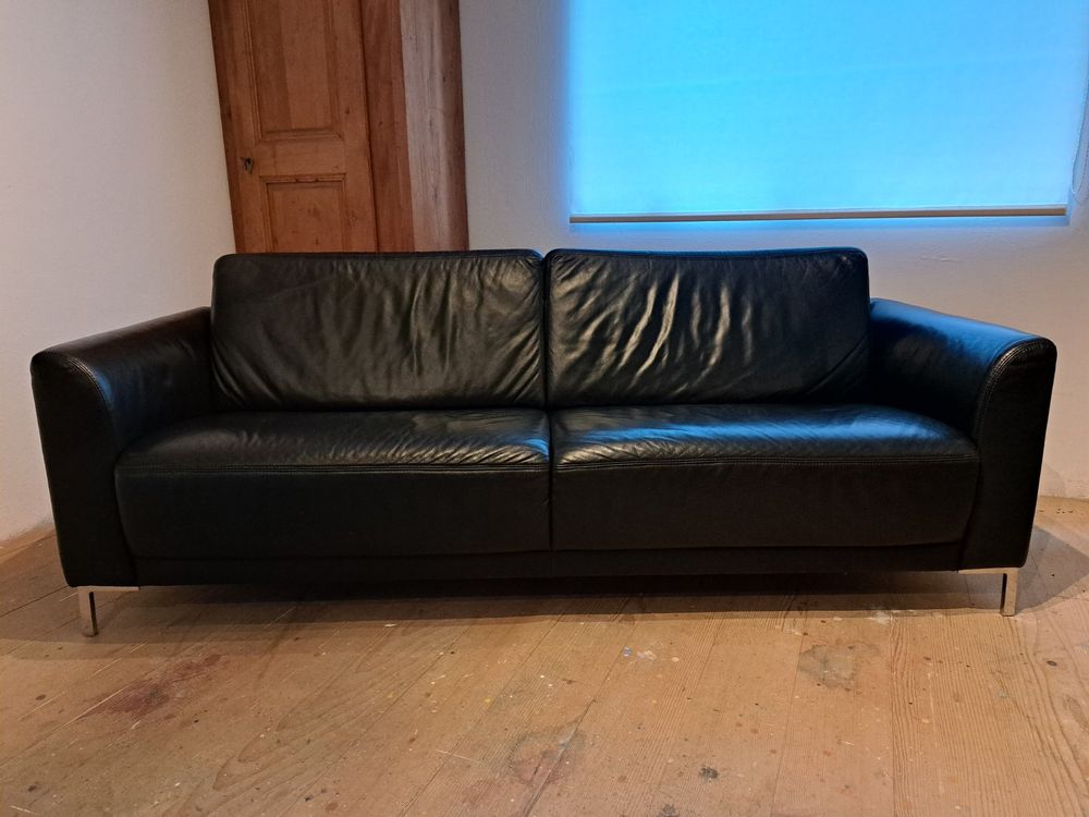 Sofa Leder schwarz | Kaufen auf Ricardo