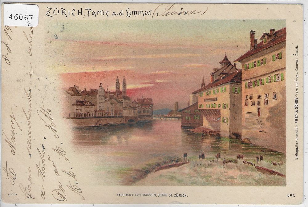 Zürich - Partie an der Limmat - Litho (Gebraucht) in Ettingen für CHF 5 – mit Lieferung auf ...