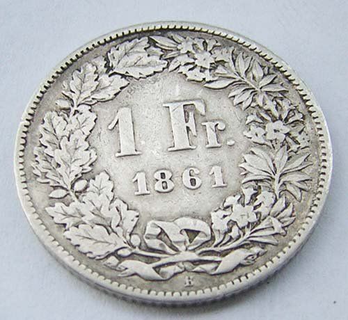 1861 A, 1 Franken, Silber, Sitzende Helvetia | Kaufen auf Ricardo
