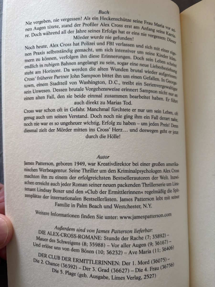 James Patterson - Blood (Alex Cross Reihe) Taschenbuch (Gebraucht) in ...