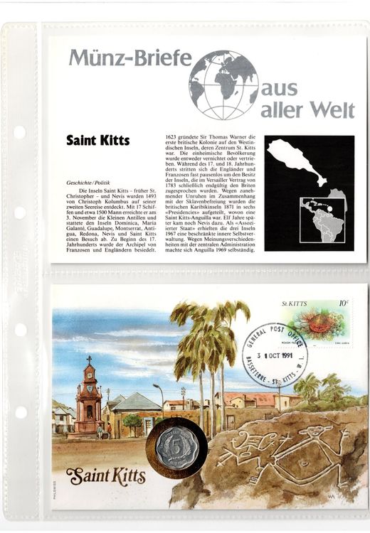 Saint Kitts und Nevis_1991_Münzbrief mit Beschreibung (Gebraucht) in ...