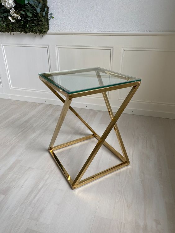 BEVERLY - Glass Top Side Table Gold | Kaufen auf Ricardo