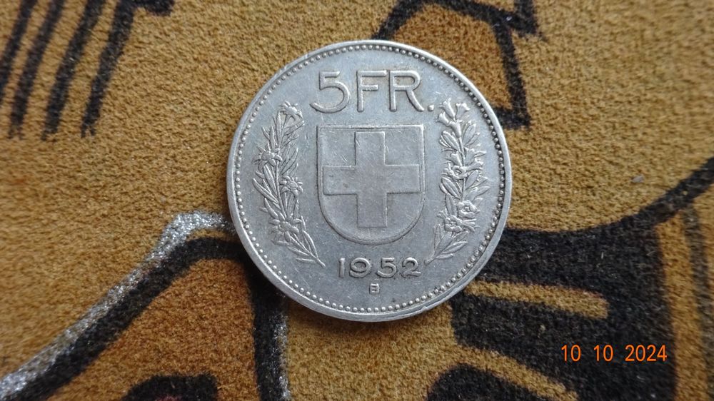 5 Fr 1952 Conf. Helvt. la petite tune recherchée (Gebraucht) in bassecourt für CHF 21 – mit ...