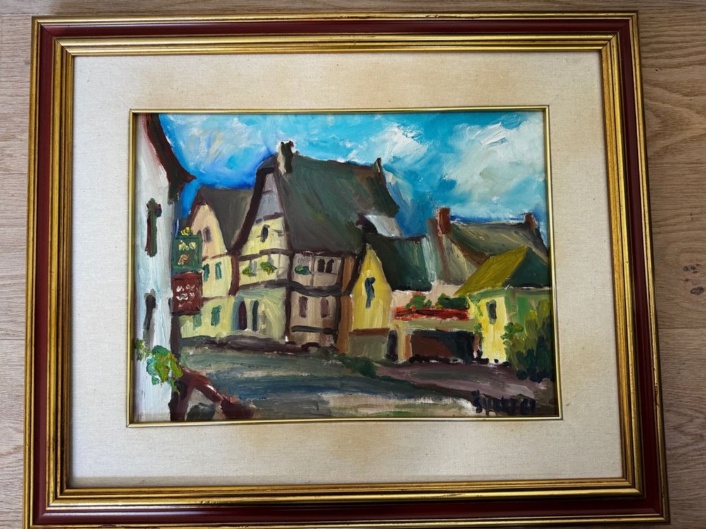 Gemälde Jan Subrt "Weingasse in Einkirch, 30 x 40 aus 1984 (Gebraucht ...