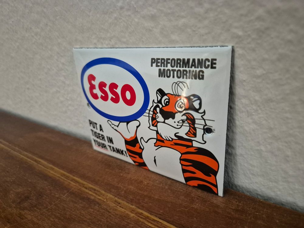 Emailschild Esso Tiger Tanksäule Garage Logo Emaille Schild (Neu ...