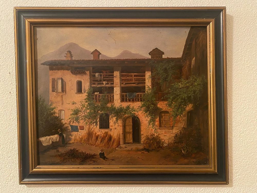 Antikes Ölgemälde, Berglandschaft, Bauernhaus, gerahmt (Gebraucht) in Zürich für CHF 100 – nur ...
