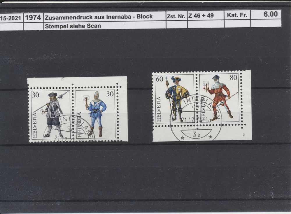 1974 Zusammendrucke aus INTERNABA - Block (Gebraucht) in Winterthur für CHF 1 – mit Lieferung ...