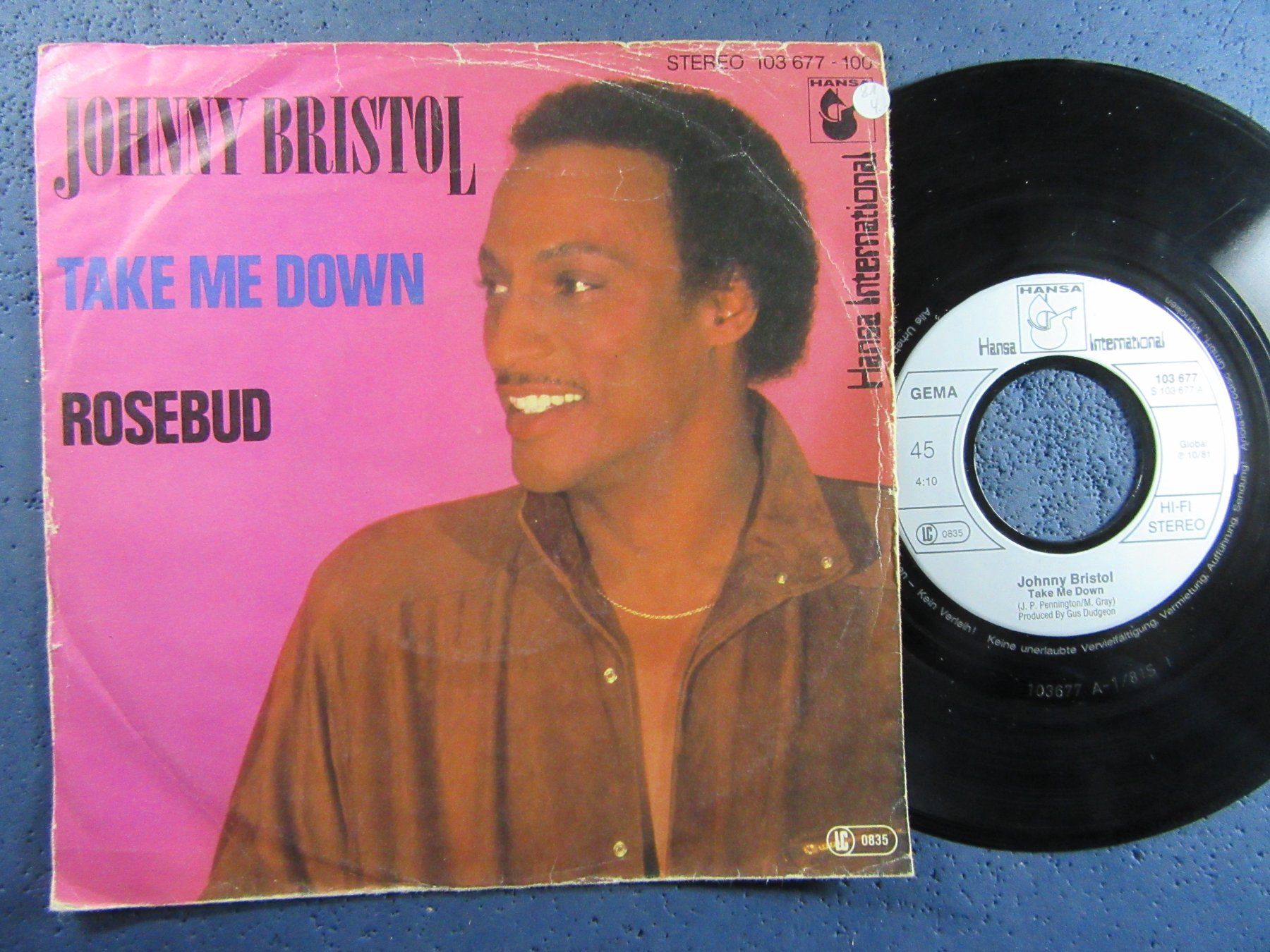 JOHNNY BRISTOL TAKE ME DOWN / ROSEBUD 7"SINGEL 45T (Gebraucht) in ...