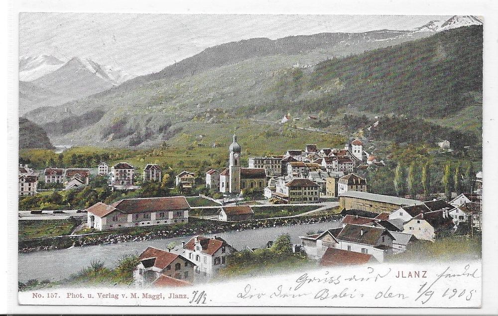 1905, Ilanz mit Bahnhof und Rheinbrücke (Gebraucht) in Balzers für CHF ...
