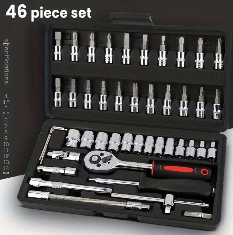 46-tlg. Werkzeugkiste Ratschen Set Bits Schraubendreher neu (Neu und ...