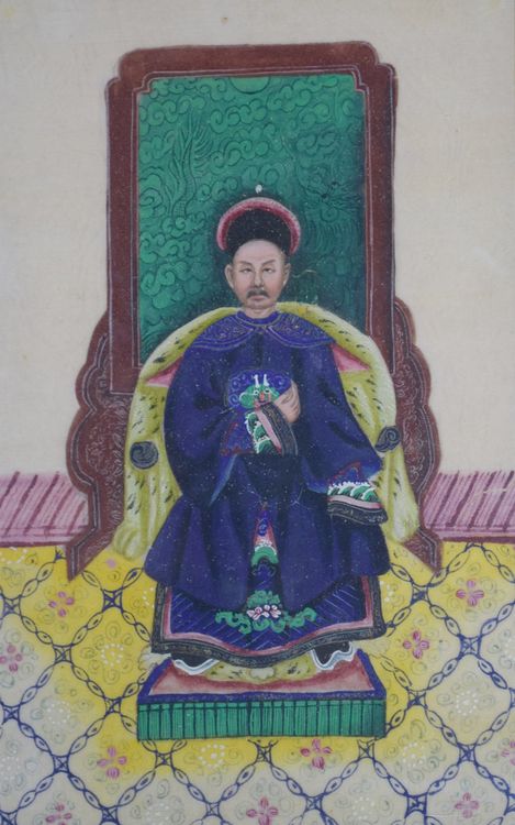 Antike Chinesische Pith Paintings Gemälde Mandarin seated | Kaufen auf ...