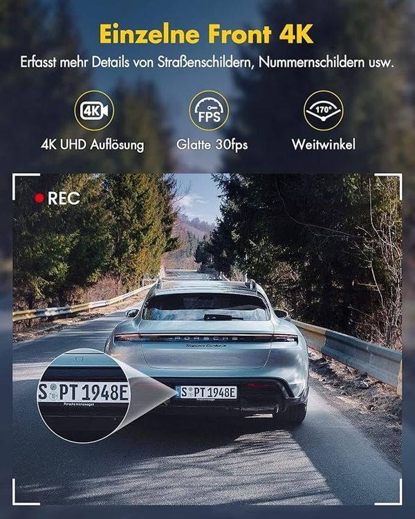 Dashcam Auto Vorne Hinten 4K/2.5K WiFi Nachtsicht 64GB SD (Neu und originalverpackt) in Herisau ...