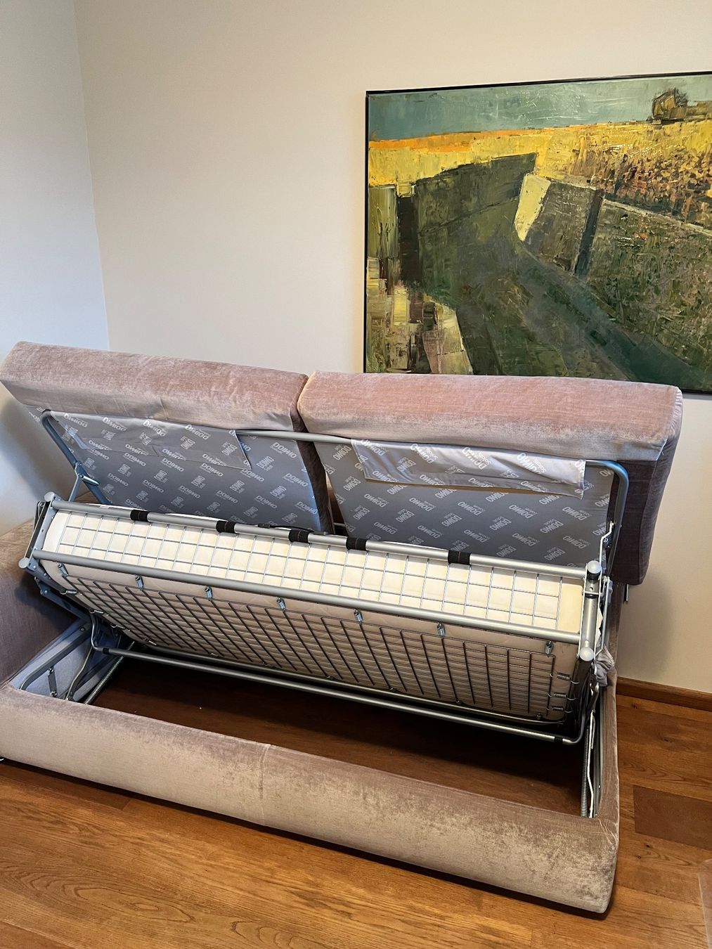 Canapé convertible beige velours 3 places, excellent état. (Neu (gemäss ...