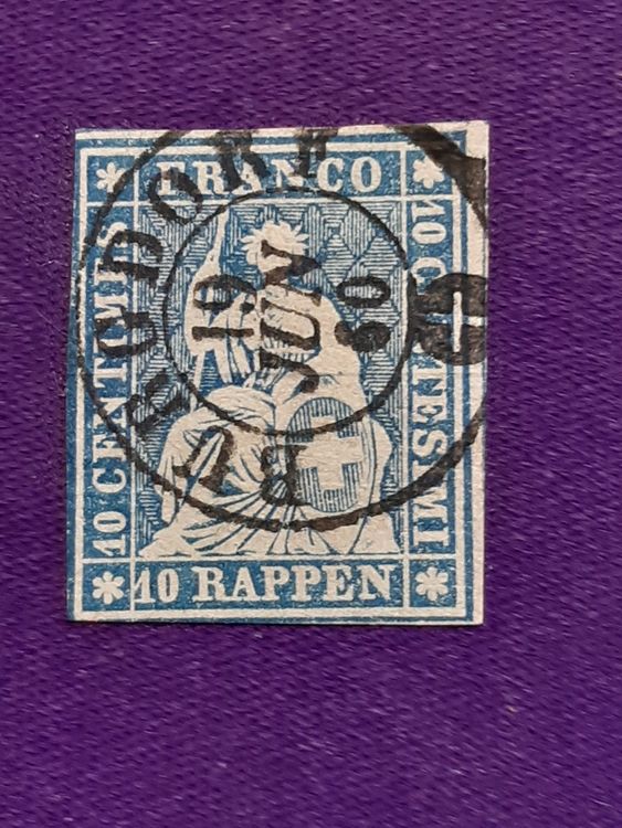 Strubel 23G, 10 Rp. blau mit Vollstempel BURGDORF 1860 (Gebraucht) in ...
