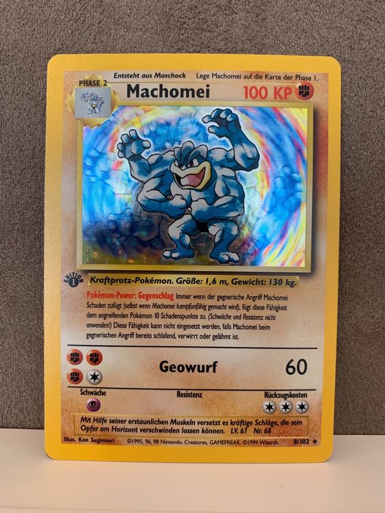 8/102 *1.Edition Machomei Holo DE Pokemon Base Set | Kaufen auf Ricardo