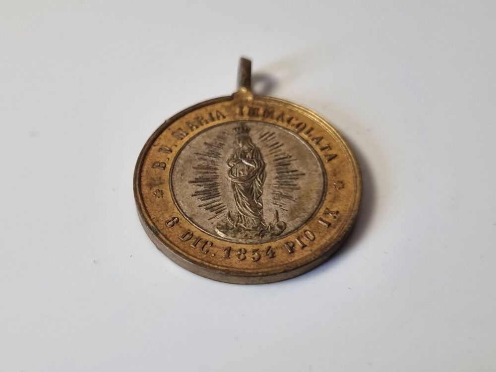 Antike Religiöse Medaille 1854 PIO IX / B.V Maria Immacolata (Gebraucht ...