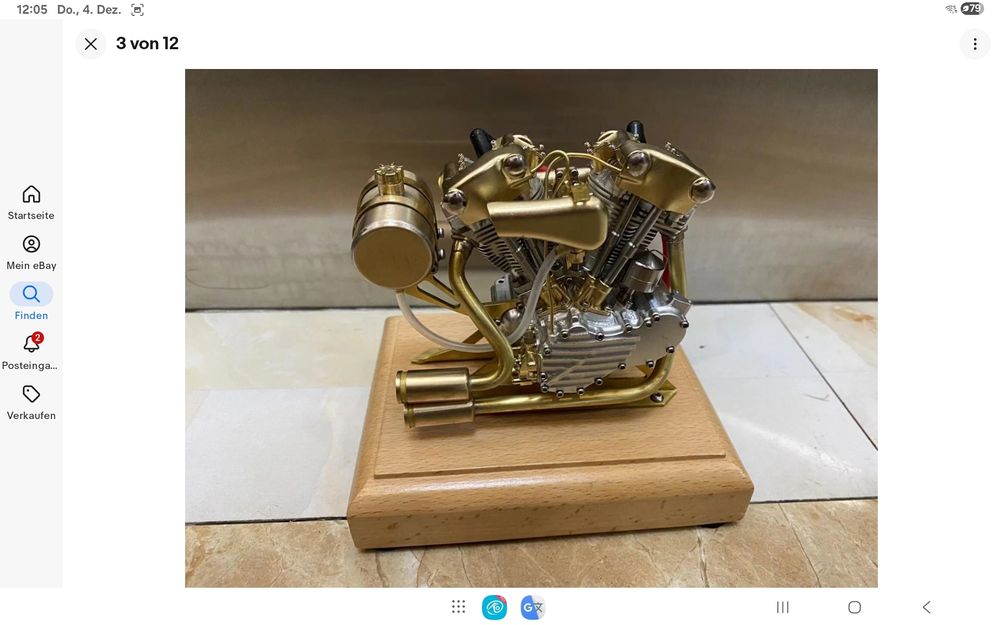 Harley V-Twin Knucklehead Motor V2 Benzinmotor M 1:5 CNC (Neu und ...