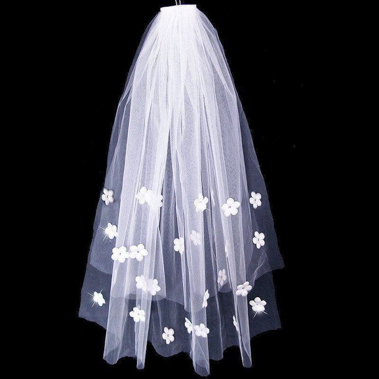 NEUER Blumen-Schleier WEISS mit Kamm 75 cm - 2021051 (Neu (gemäss ...