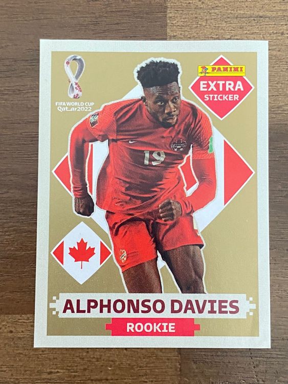 Panini Extra Sticker Alphonso Davies Gold WM Qatar 2022 (Neu (gemäss ...