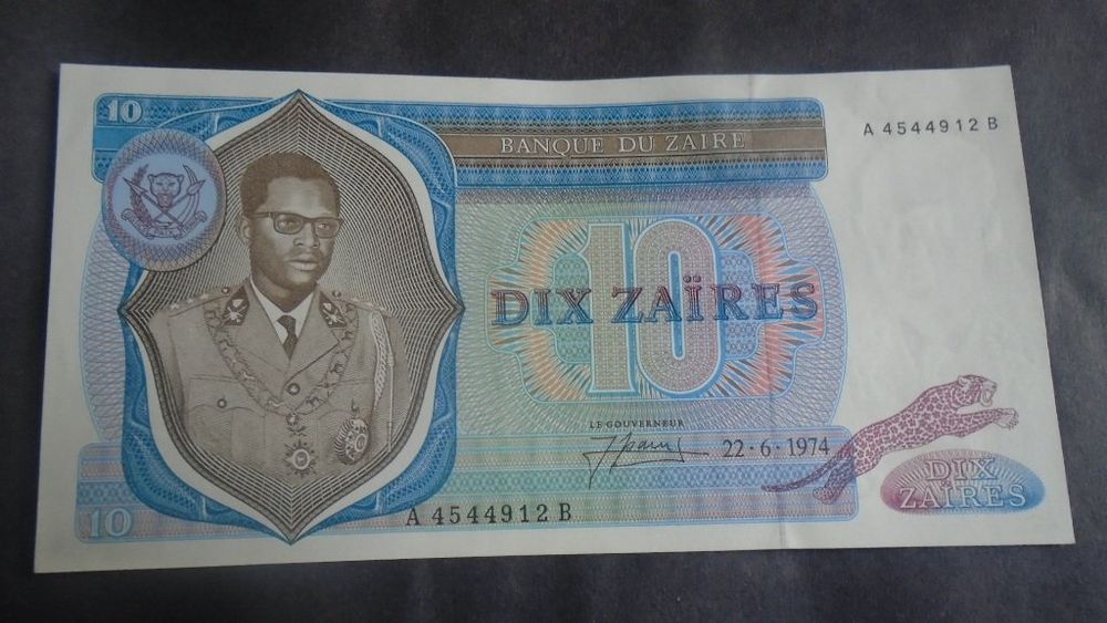 CONGO , P 23a , 10 Zaires, 1974 , UNC kfr neuf , rare date (Neu (gemäss ...