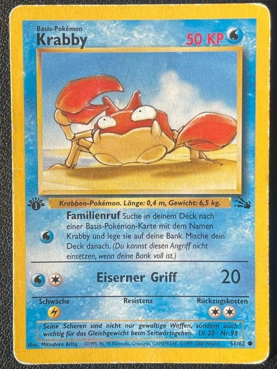 Krabby 51/62 1. Edition Pokémon Fossil (Neu (gemäss Beschreibung)) in ...