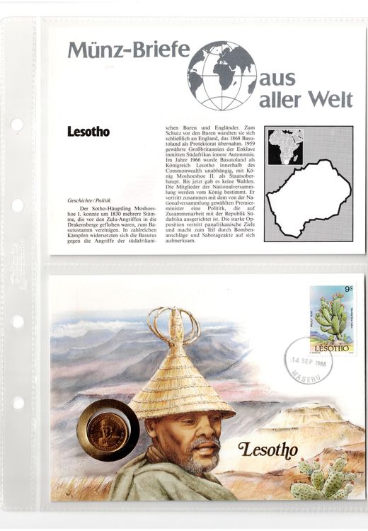Lesotho_1988_Münzbrief mit Beschreibung (Gebraucht) in Hombrechtikon für CHF 1.3 – mit Lieferung ...