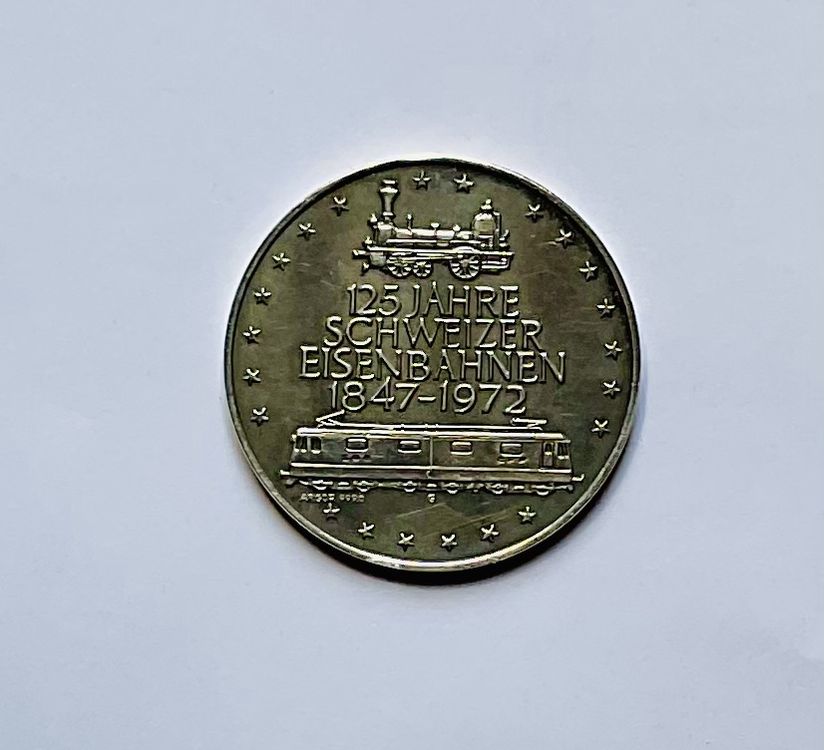 1847-1972 Silbermünze 125 Jahre Schweizer Eisenbahnen (Gebraucht) in Endingen für CHF 24 – mit ...