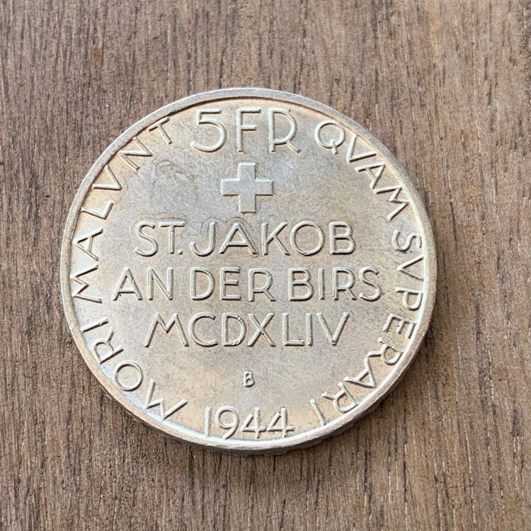 5 Franken Silber St. Jakob 1944 (Gebraucht) in Reitnau für CHF 17 – mit Lieferung auf Ricardo kaufen