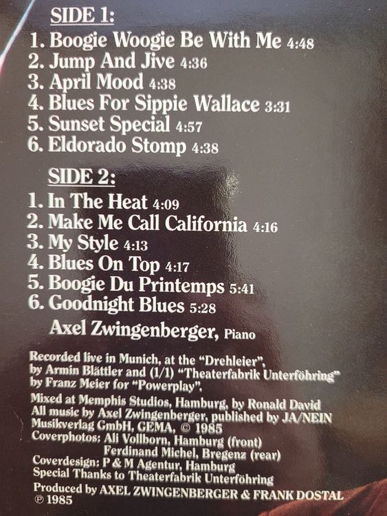 Axel Zwingenberger – Boogie Woogie Live VG+*/VG+* (Gebraucht) in Lausen ...