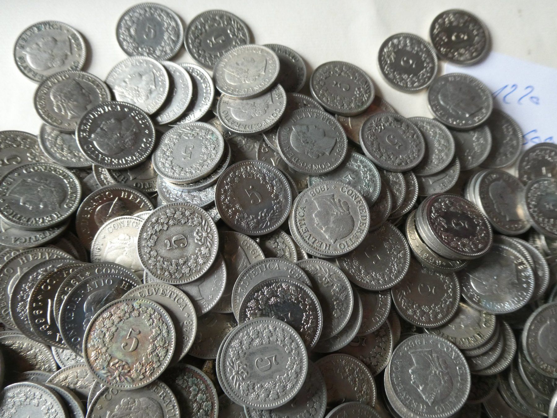 Schweiz, Riesenlot alte 5-Räppler, 1220 gr. ca. 600 Stück (Gebraucht ...