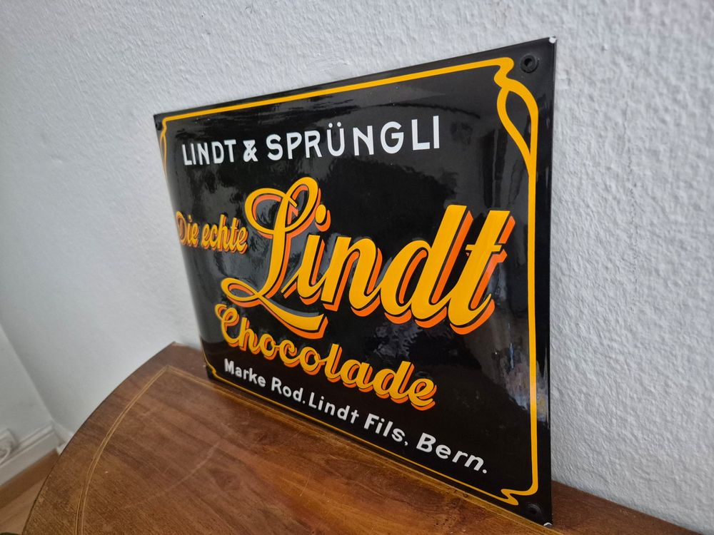 Emailschild Lindt & Sprüngli Chocolade Logo Emaille Schild (Gebraucht ...