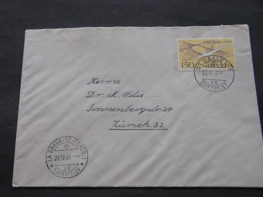 Schweiz Flugpost 1949 St. Gallen-Chaux-de-Fonds (Gebraucht) in Ittigen für CHF 6 – mit Lieferung ...