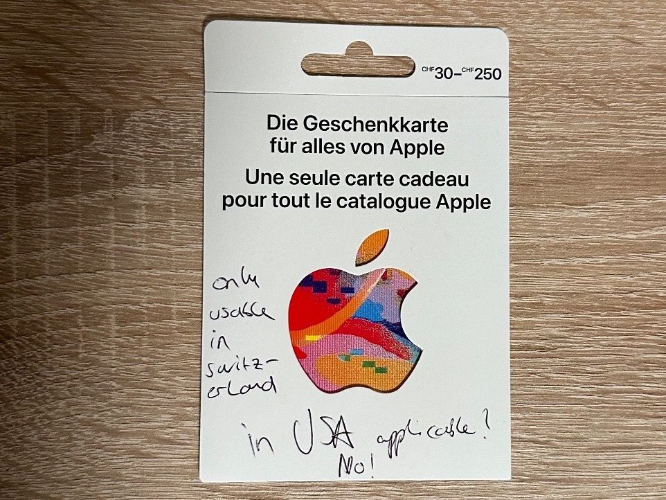 apple Geschenkkarte / gift card (Nuovo e nell'imballaggio originale) a ...