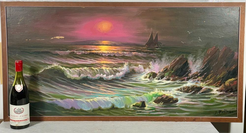 Grosses Sonnenuntergang Meeresküste Gemälde unleserlich Sig. (Gebraucht) in Root für CHF 35 ...