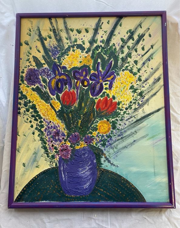 Blumenstrauss Ölgemälde Leinwand Unikat | Kaufen auf Ricardo