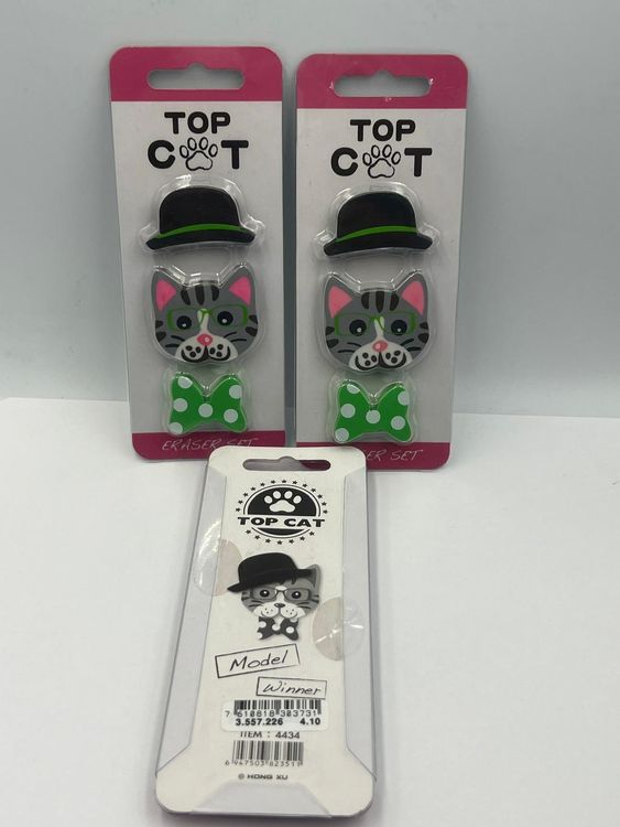 2x Radiergummi Set Katze Hut Fliege Neu (Neu und originalverpackt) in Luzern für CHF 2 – nur ...