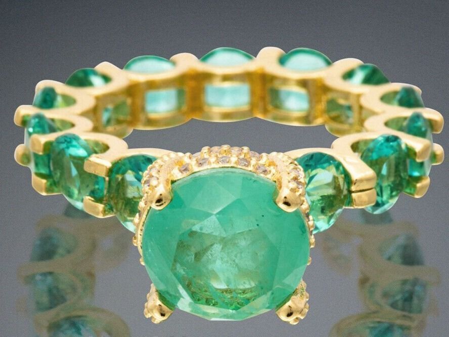 100%GENUINE COLOMBIAN EMERALD MULTI GEMSTONE ENGAGEMENT RING | Kaufen ...